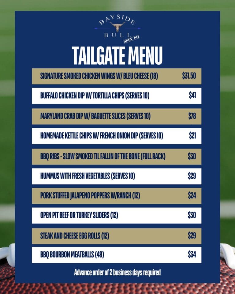 Tailgate Menu - Bayside Bull